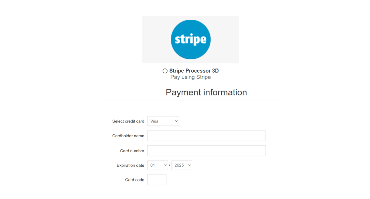 Your store. Stripe Payment 3D